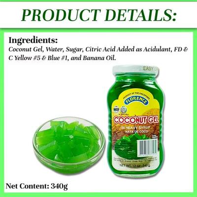 Florence COCONUT GEL Nata De Coco 椰果甜品原料椰子凝胶340g