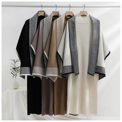 Autumn winter women two-piece knit shawl + dress 针织裙套装