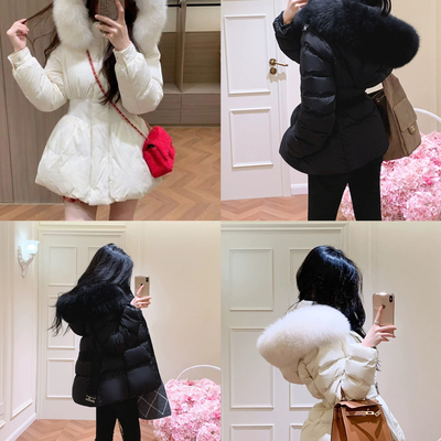 一善家计感宽松百搭保暖羽绒服外套(配可拆卸真狐狸毛毛领)1628