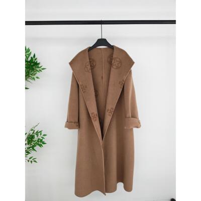 一善服饰冬上新连帽新款印花气质羊毛外套(配腰带)28236-38