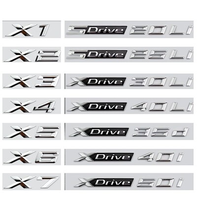 适用于新款宝马车标X1X2X3X4X5X6X7车贴XDrive40LiSDrive四驱尾标
