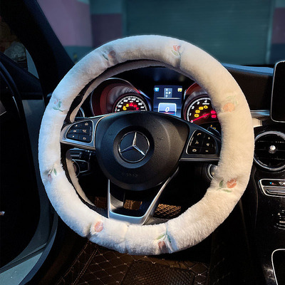 2025新款汽车方向盘套冬季毛绒车把套女士保暖加热四季通用保护套