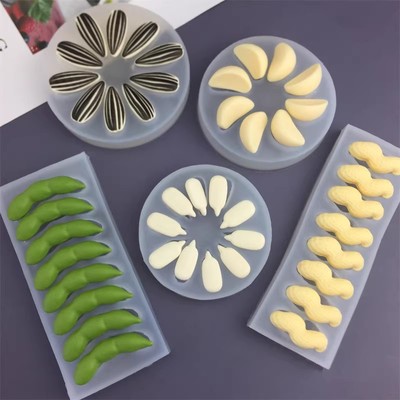 仿真毛豆花生瓜子蒜瓣甜点布丁白凉粉硅胶模具香薰石膏蜡烛捏捏乐