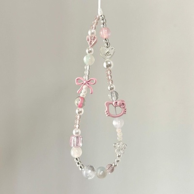 少女粉色手绳ins链条ccd挂绳diy相机挂件串珠链Kt链条潮