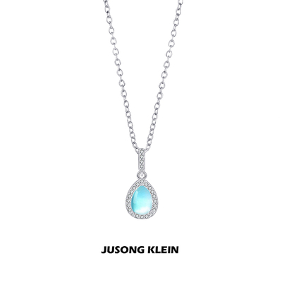 Jusong klein 钛钢项链 人鱼之泪项链女精致轻奢蓝色水滴锁骨链
