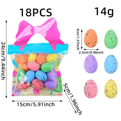 跨境复活节彩蛋装饰品 18pcs泡沫蛋彩色鸡蛋儿童玩具节日气氛道具
