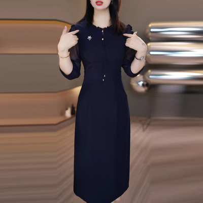 高级感名媛七分袖连衣裙子