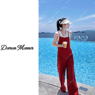 DAMAN | 亚麻高级感高腰连体衣休闲时尚百搭宽松背带裤DM25285