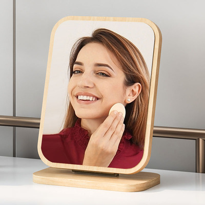 木质元素镜子简约台式化妆镜