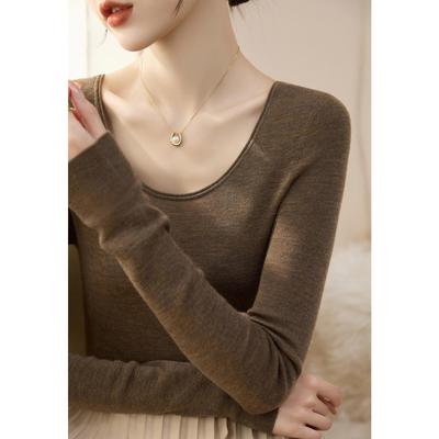 休闲高级感纯色针织打底衫女2024秋冬新款气质修身简约内搭上衣潮