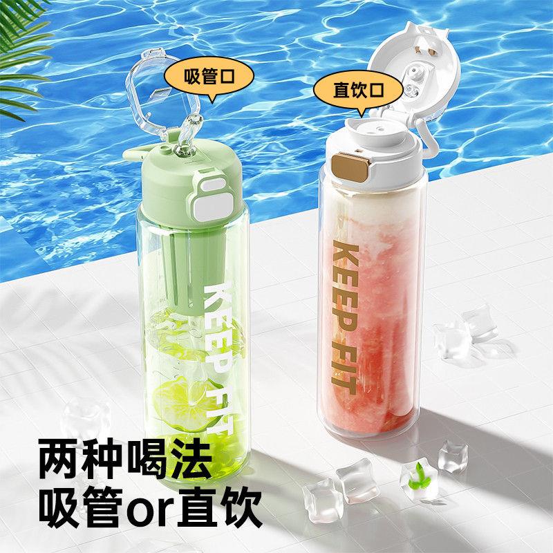 新款运动水杯男女学生大容量健身水壶夏季耐高温吸管杯子便携