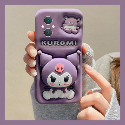 紫色库洛米带支架适用oppoa6pro手机壳a6max卡通a6gt可爱a6i趣味a58x创意a93s立体a5por硅胶a72a32a97软壳a95