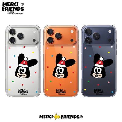 MERCI FRIENDS主理人合作-彩色波点黑兔-适用苹果iPhone14-17系列