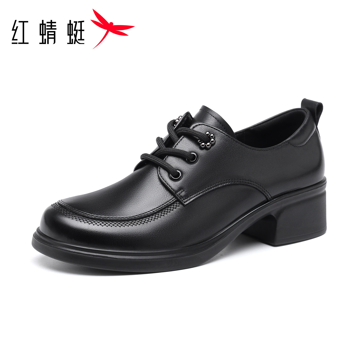 红蜻蜓女鞋春季鞋子女士高跟厚底增高休闲皮鞋女款新款小皮鞋真皮