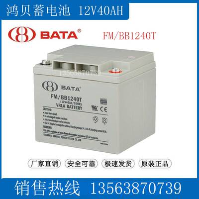 鸿贝蓄电池12V40AH 直流屏UPS机房通讯路灯光伏电力 FM/BB1240T