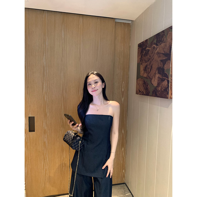 daydayicy 原牛outfit 吊带背心女夏季小众无肩带设计感阔腿套装