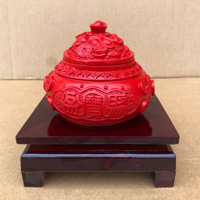 朱砂红聚宝盆摆件招聚财家居工艺品玄关客厅元宝乾坤乔迁婚庆礼品