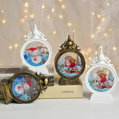 Christmas Old Man Snowman Night Light Scene Layout Props