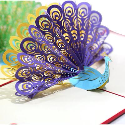 paper spiritz peacock 3d pop up greeting card handmade birth