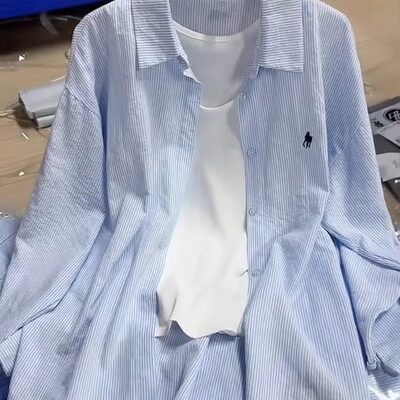 欧货高级感时尚蓝色lo领