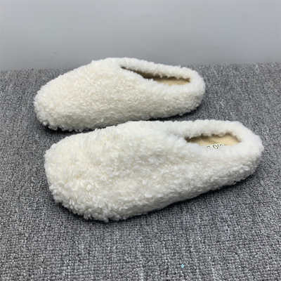 撤柜处理35码加绒毛毛鞋女2025冬季新款平底仙女风外穿包头半托鞋