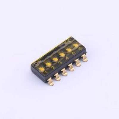 DSIC06TSGET 拨码开关 2.54mm 6位贴片平柄贴膜拨码开关 SMD-12P,