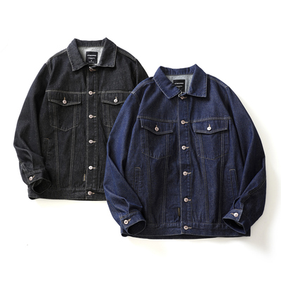 摩可福男士复古工装蓝色牛仔外套