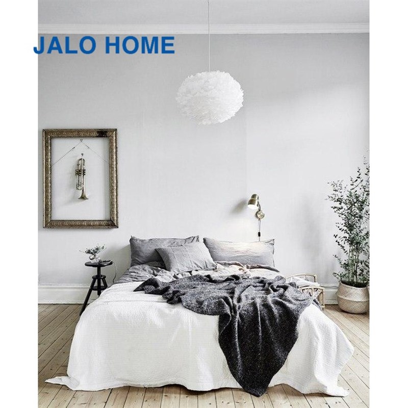 伽罗生活 JALO 羽毛灯北欧现代简约温馨卧P室吊灯创意真实羽毛灯