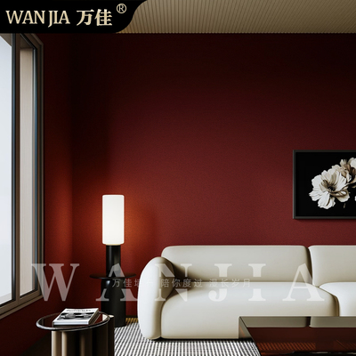 复古红色墙布现代纯色无缝壁布卧室中国红客厅背景墙番茄红酒红