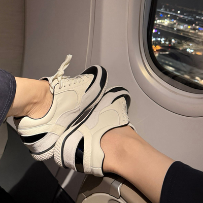 PickRui睿哥 新款黑白撞色休闲鞋女运动鞋登山平底鞋百搭单鞋