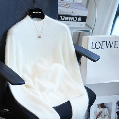 羊绒羊毛半高领拉毛针织衫毛衣