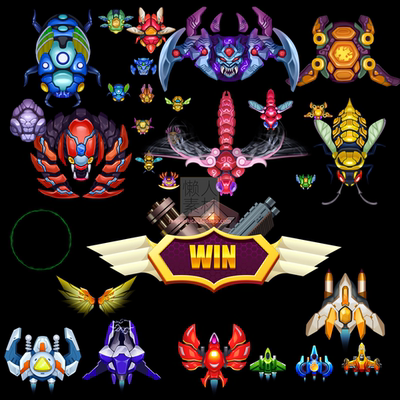 竖版射击怪物飞机spine骨骼动画游戏美术手游素材源文件3.8.99