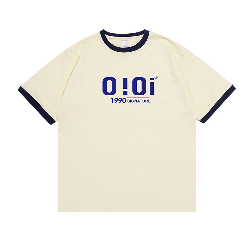 韩国潮牌oioi短袖圆领印花T恤女宽松设计感正肩纯棉情侣上衣夏ins_虎窝淘