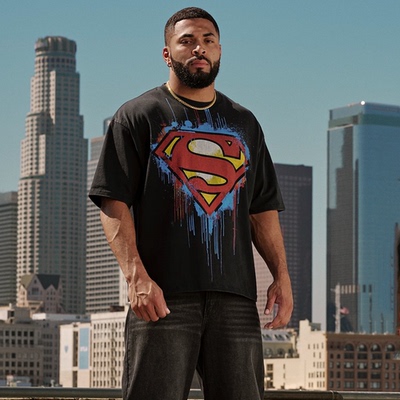 SUPERMAN全棉宽松跑步训练男t恤