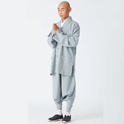 新厦梵夏季僧服短褂麻粘薄款出家僧人免绑僧衣服男女比丘罗汉褂小