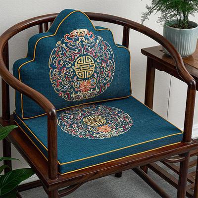 中式坐垫靠山枕绣花红木椅子座垫靠垫一体云枕大靠枕沙发垫靠背垫