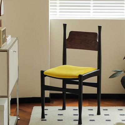 餐厅靠背设计师款实木椅子复古