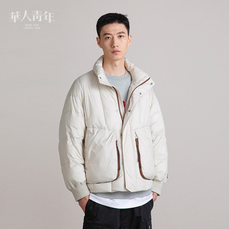 华人青年绗线拉链棉服立领面包服厚款外套国潮基础款百搭冬季上衣