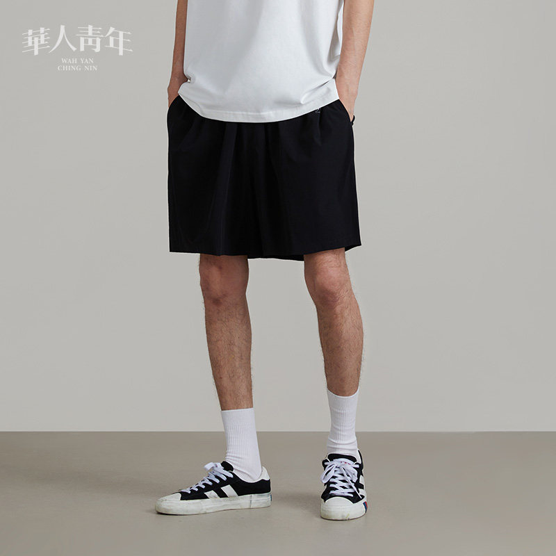 华人青年银河四象太极拼接短裤夏季薄款卫裤潮牌宽松休闲五分裤男