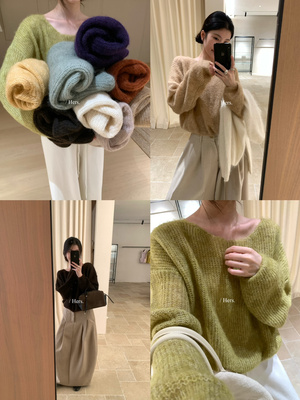 Hers多巴胺配色保暖毛衣女