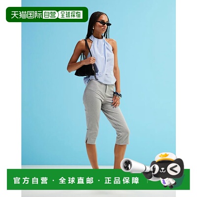 1h可退 潮奢 ASOS 女士 capri 设计庞特布裤子(灰色)休闲裤七分裤