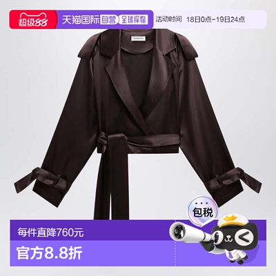 1h可退 潮奢 The Frankie Shop 女士 Simona 短款深褐色缎面风衣