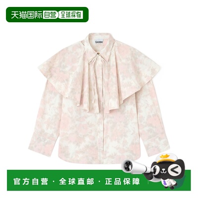 GANNI 女士衬衫 W1020151 AW2025 粉红色 长袖衬衫通勤