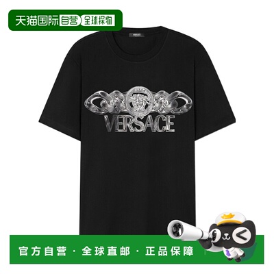 VERSACE 男士T恤 10133021A134052B510 SS2025 黑色短袖范思哲