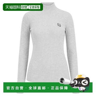 MAISON KITSUNE 女士 狐狸拼缀毛线衫 LW00806KT1091LIGHTGREY