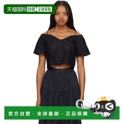 GANNI 甘尼 女士 黑色桃心领上装 F7846 black黑色 舒适时尚