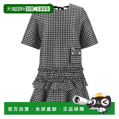 GANNI 女士连衣裙 W0464099 AW2025 花色 'Crinkled Check Mini'