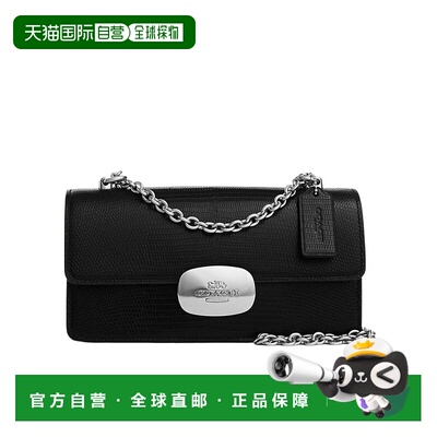1h可退 COACH 女士斜挎包 CR106SVBK SS2024 黑色 Eliza 翻盖斜挎