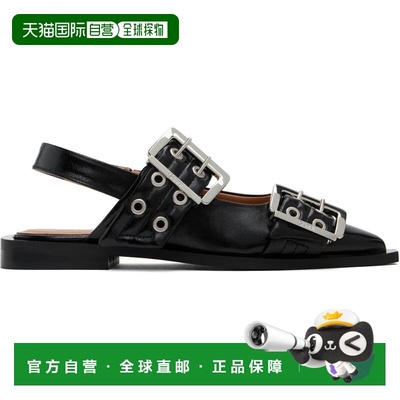 1h可退 潮奢 GANNI 甘尼 女士 黑色 Feminine Buckle 平底鞋 S273