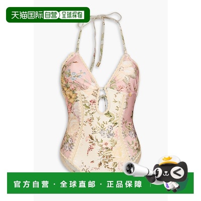 1h可退 潮奢 ZIMMERMANN 女士 剪口印花挂脖泳衣 2577WSS243ONEPI